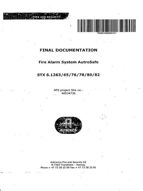 500 Safety Autronica Fire Alarm System Autrosafe Td0005 000000261cy Pdf