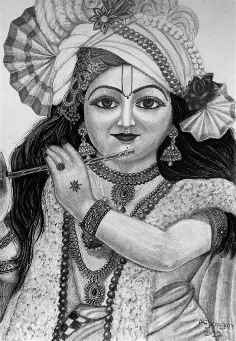 Pencil Drawing Of Lord Krishna