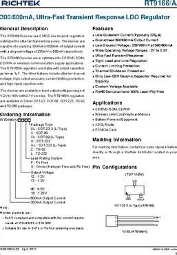 RT9166 33GX Datasheet Specifications Lead Free Status Lead Free RoHS