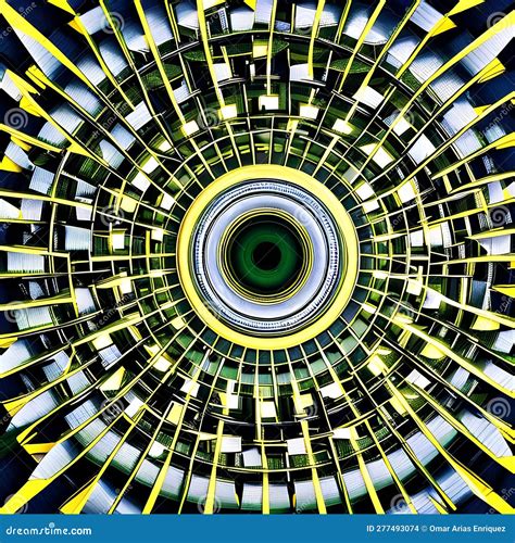 A Circular Design With Intricate Interlocking Shapes In Shades Of Green And Yellow5 Generative