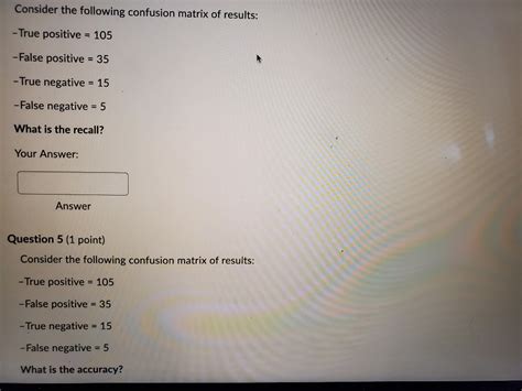 Solved Consider The Following Confusion Matrix Of Results Chegg