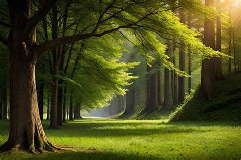 Premium Ai Image The Sun Shines Through The Trees