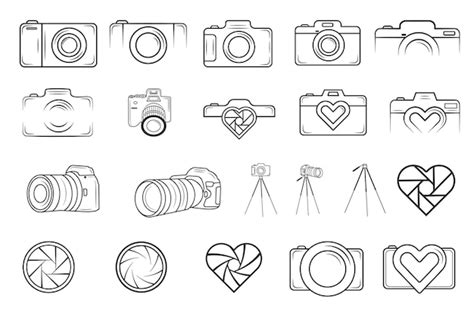 Contorno de la cámara bundle vectorial de fotografía contorno de bundle