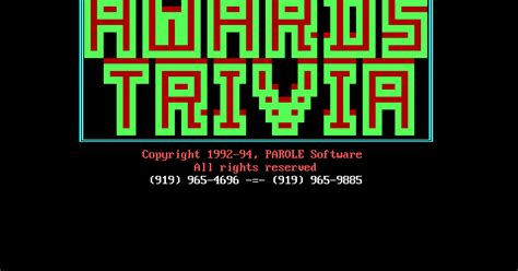 Awards Trivia Ansi Art