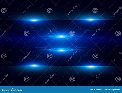 Abstract Futuristic Circuit With Lighting Technology Dark Blue C Stock