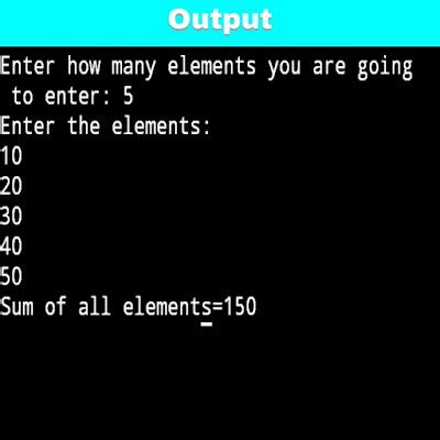 CodeForHunger C Program To Print Sum Of All Array Elements
