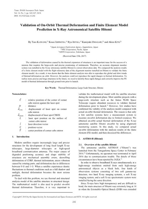 Validation Of On Orbit Thermal Deformation And Finite Element Model
