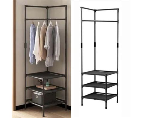 Вешалка для одежды угловая Corner Coat Rack на 3 полки W-9603 Черный ...