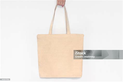 Kanvas Kosong Tote Bag Desain Mockup Dengan Tangan Tas Belanja Buatan