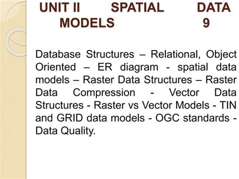 Spatial Data Models | PPTX | Databases | Computer Software and Applications