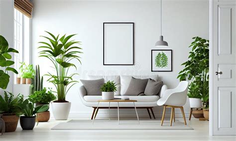 Frame Dat Leeg Op De Muur Zit Te Liggen In Een Woonkamer Met Sofa En