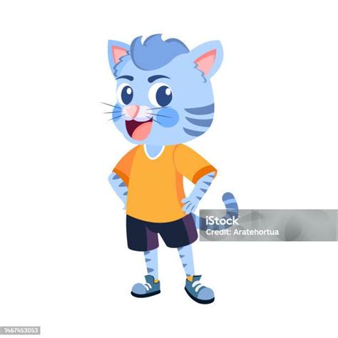 Vektor Animasi Gambar Manusia Tubuh Kepala Harimau Yang Terisolasi