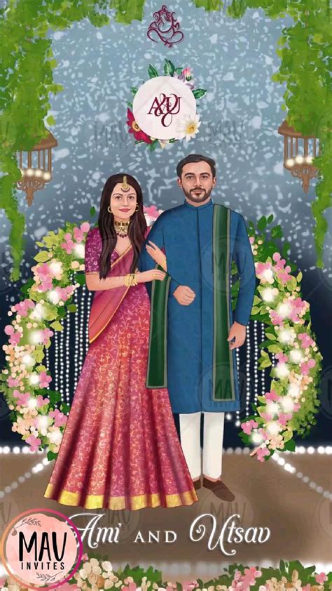 Animation Engagement Invitation Caricature Ring Ceremony Invite