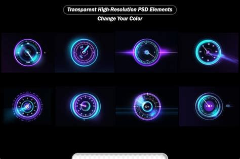 Premium Psd Speed Motion Hud Panel Sport Car Speedometer Interface Set