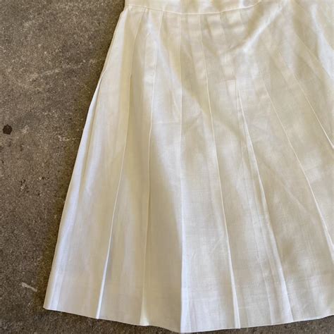 Vintage White Linen Pleated Mini Skirt Depop