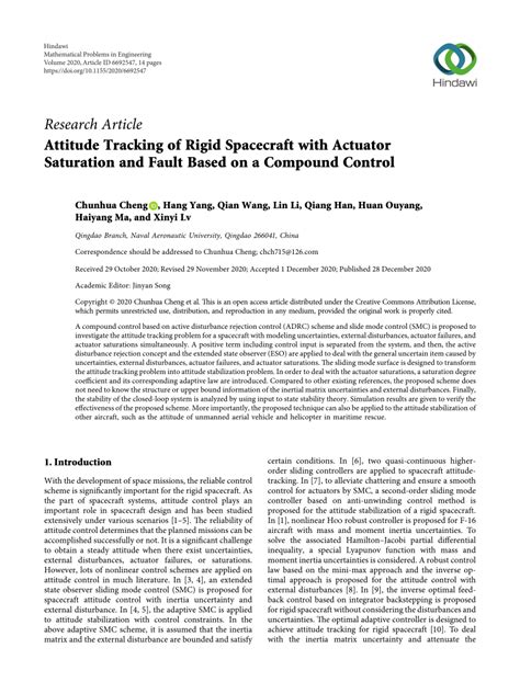 Pdf Attitude Tracking Of Rigid Spacecraft With Actuator Saturation