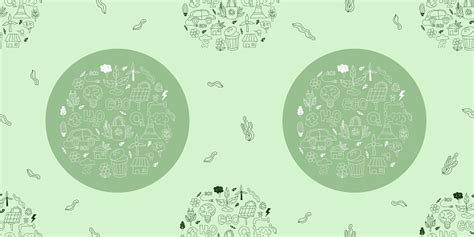 생태학 원활한 패턴입니다 녹색 배경에 생태 라이프 스타일 아이콘입니다 벡터 일러스트 레이 션 손으로 그린 선형 낙서 스타일입니다 낙서 드로잉에 대한 스톡 벡터 아트 및 기타