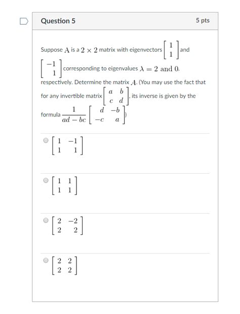 solved suppose a is a 2 times 2 matrix with eigenvectors [1