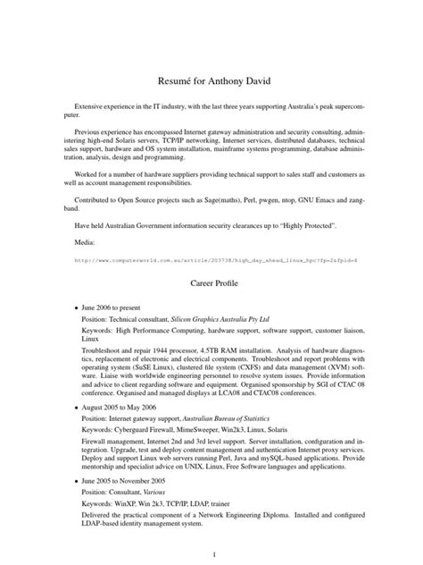 Resume Pdf Proxy Server Firewall Computing