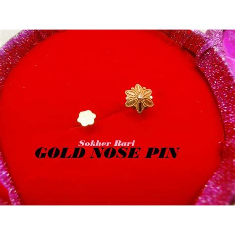 Gold Nose Pin 18 K Carat Nose Ring Golden Push Nose Pins For Women