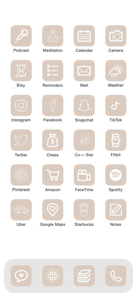 Ios Light Nude App Icons For The Home Screen Pack Etsy Australia