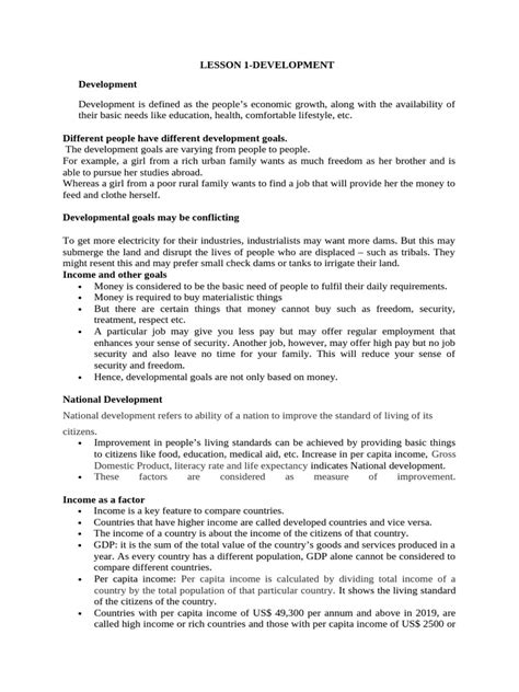 Class 10 Development Pdf Gross Domestic Product Economies