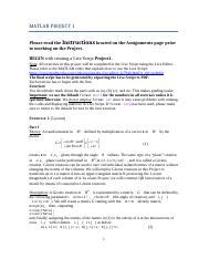 Project Docx Matlab Project Please Read The Instructions Located On The Assignments Page