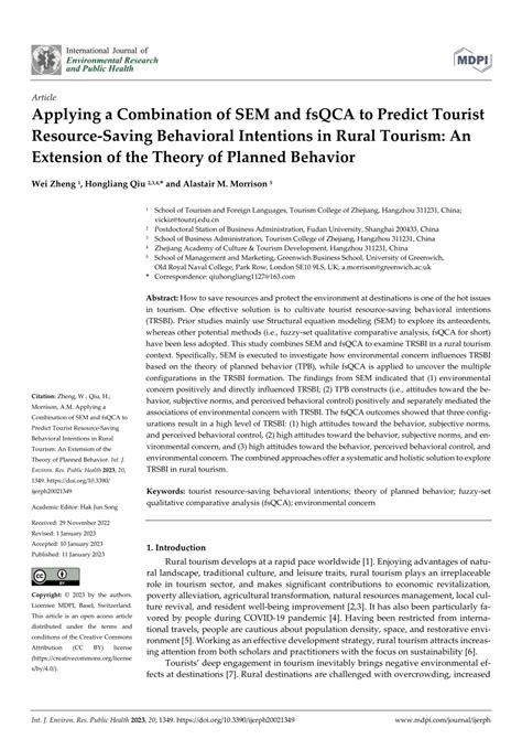 Pdf Applying A Combination Of Sem And Fsqca To Predict Tourist Resource Saving Behavioral