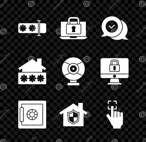 Set Password Protection Laptop And Lock Check Mark In Speech Bubble Safe House Under