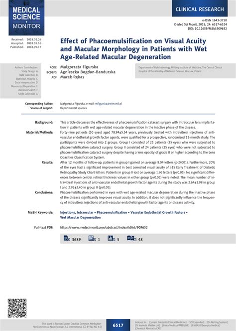 Pdf Effect Of Phacoemulsification On Visual Acuity And Macular