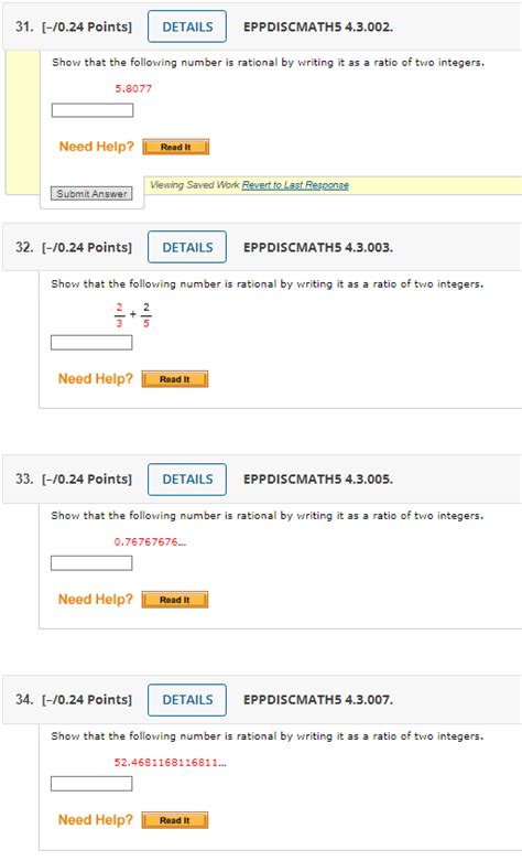 Solved Show That The Following Number Is Rational By Writing Chegg