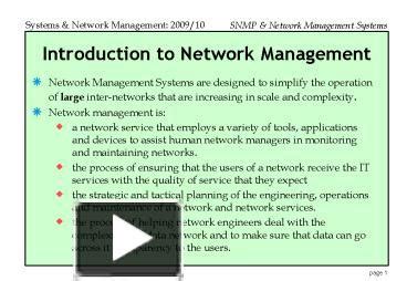 PPT Introduction To Network Management PowerPoint Presentation Free To View Id C C OTU N