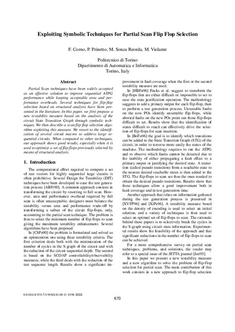 Pdf Exploiting Symbolic Techniques For Partial Scan Flip Flop Selection