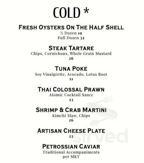 Menu Las Vegas Nv S Vic Anthony S Steakhouse Sirved