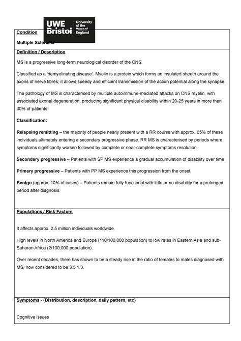 Multiple Sclerosis Ati Template