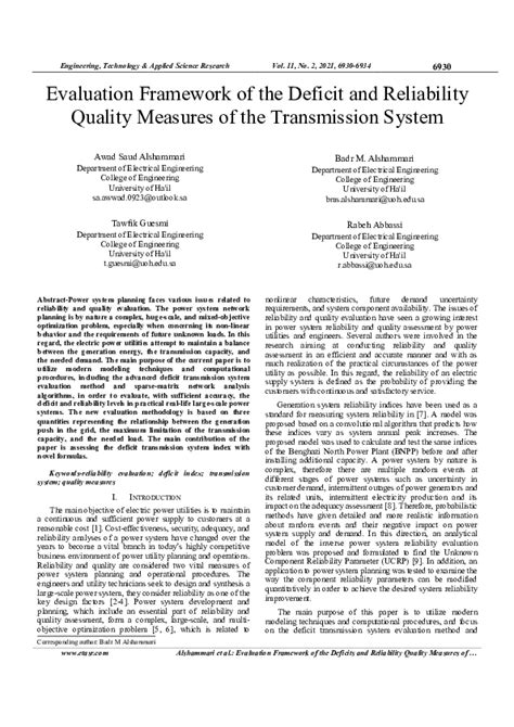 Pdf Evaluation Framework Of The Deficit And Reliability Quality