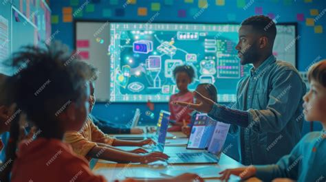 Premium Photo Using An Interactive Digital Whiteboard An Elementary School Computer Science