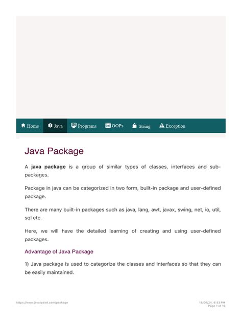 1java Package Javatpoint Pdf Java Programming Language