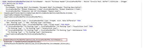 OnBeforePostInvPostBuffer GenJnlLine InvoicePostBuffer PurchHeader In Codeunit Required One