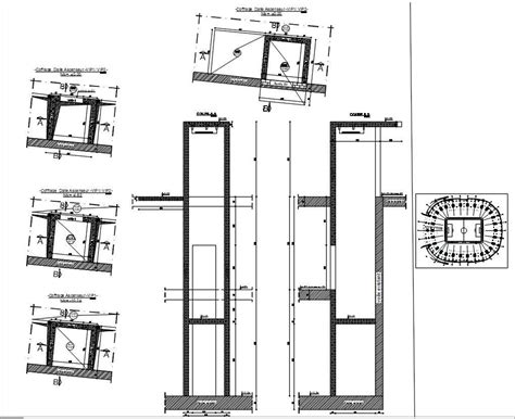 2d design of lift formwork section with details in autocad drawing cad