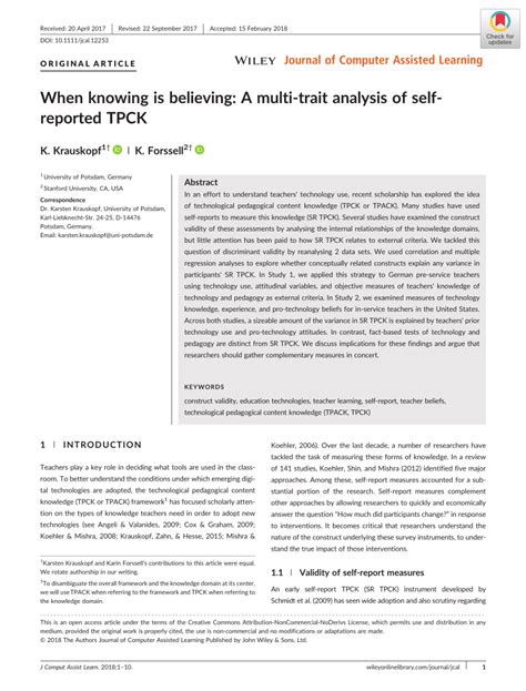 pdf when knowing is believing a multi trait analysis of self