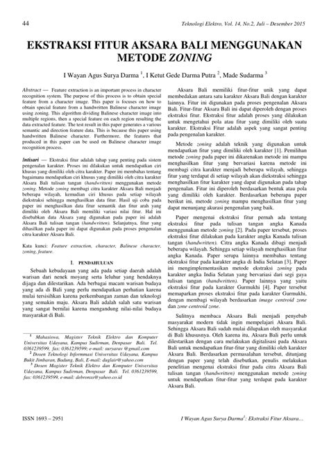 Pdf Ekstraksi Fitur Aksara Bali Menggunakan Metode Zoning