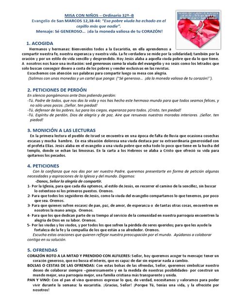 Xxxii Domingo Del Tiempo Ordinario Ciclo B Pdf Pdf Misa Liturgia