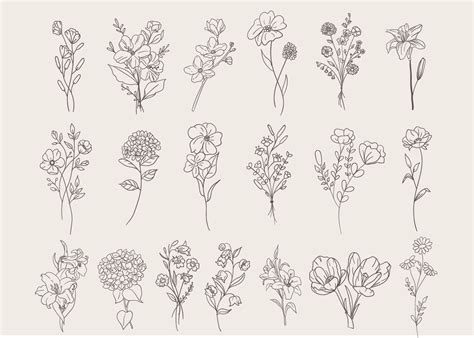 Flower Set Doodle 638048 Vector Art At Vecteezy