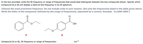 Solved In The Box Provided Write The Ir Frequency Or Range Chegg