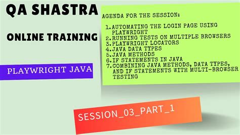 Playwright Java Qa Shastra Online Training Session03part1 Youtube