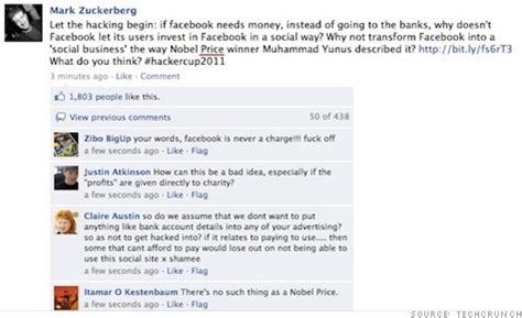 Facebook Founder Mark Zuckerberg S Fan Page Was Hacked Jan 26 2011