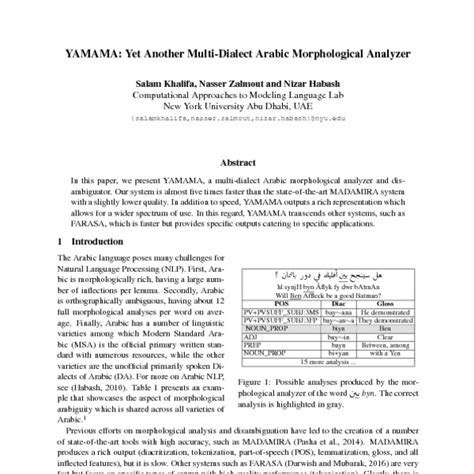 Yamama Yet Another Multi Dialect Arabic Morphological Analyzer Acl Anthology