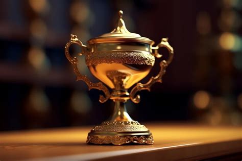 Premium Ai Image Realistic 3d Gold Trophy Cup Generative Ai