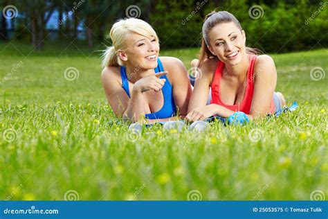 Two Fitness Girls Outdoor Stock Image Image Of Look 25053575